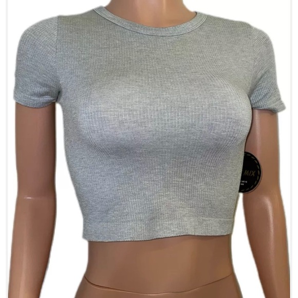Tops | Seamless Grey Ribbed Crop Tank Top New | Poshmark
